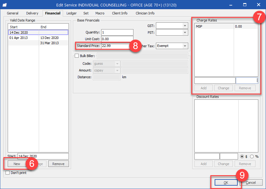 Update MSP Billing Standard Price – IMITS