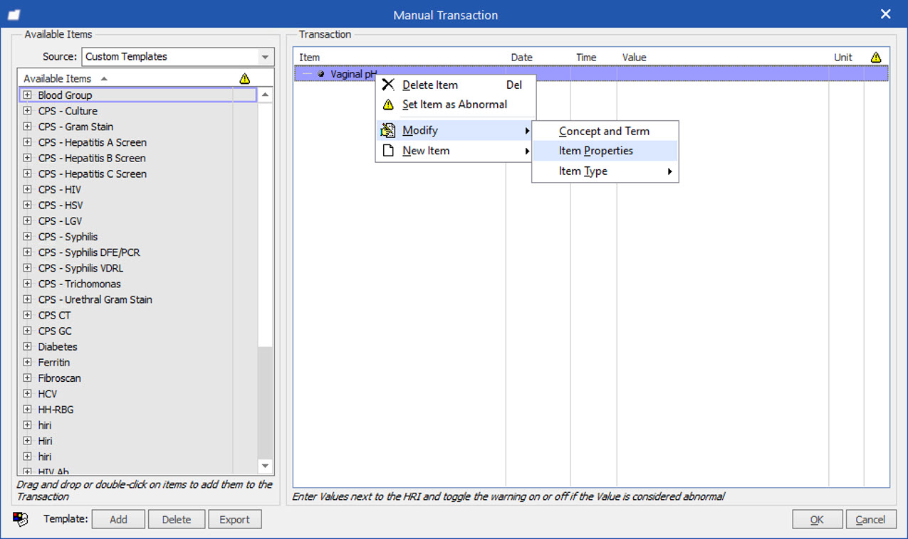 Manage Manual Transaction Templates – IMITS