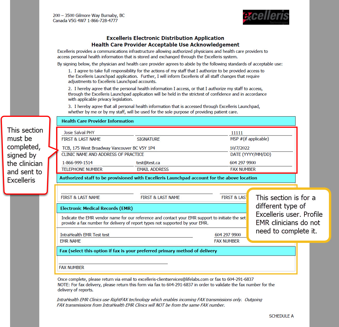 Excelleris Acceptable Use Authorization (AUA) Form – IMITS